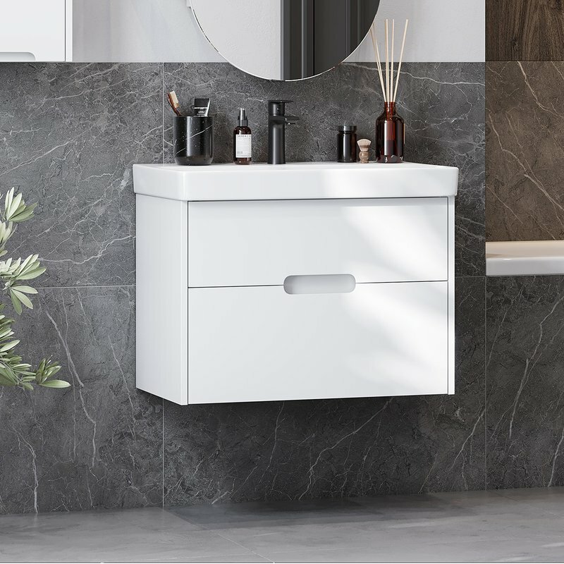 Тумба с раковиной AQUATON Оливия 70 белая матовая