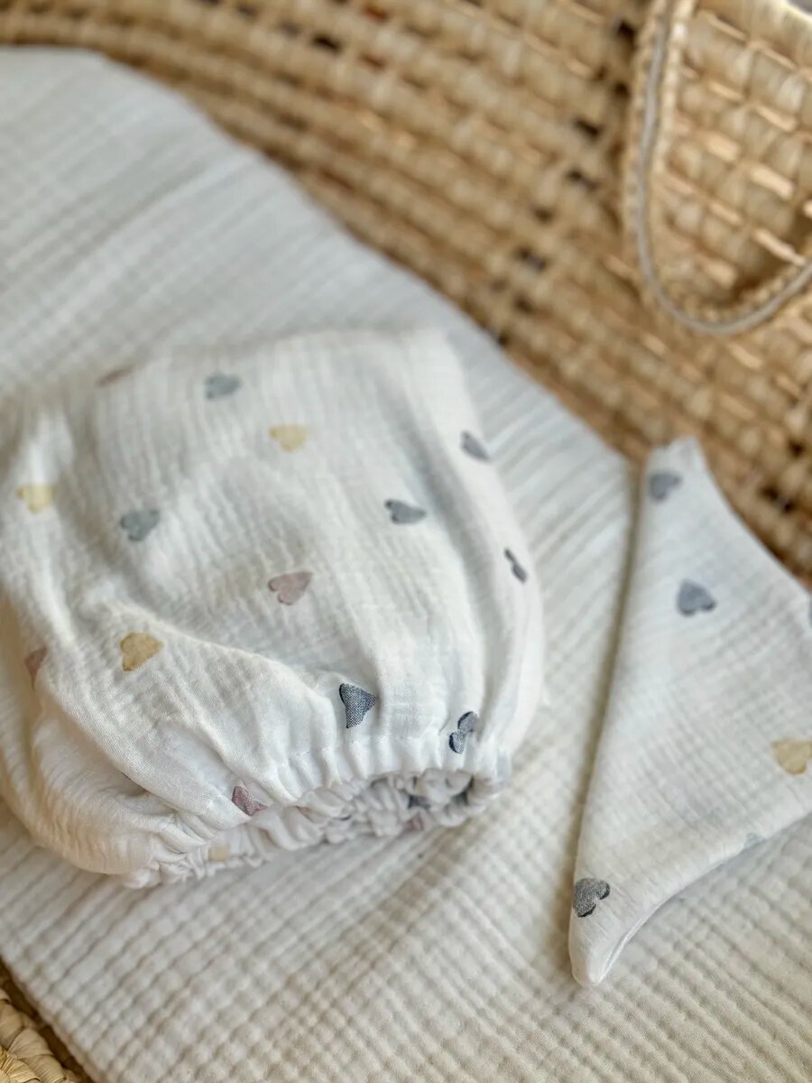 Простынь на резинке муслиновая 140х70