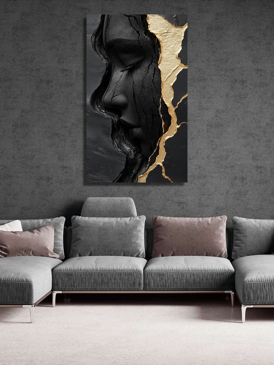 Картина на холсте LOFTime 60Х100 Девушка черн зол