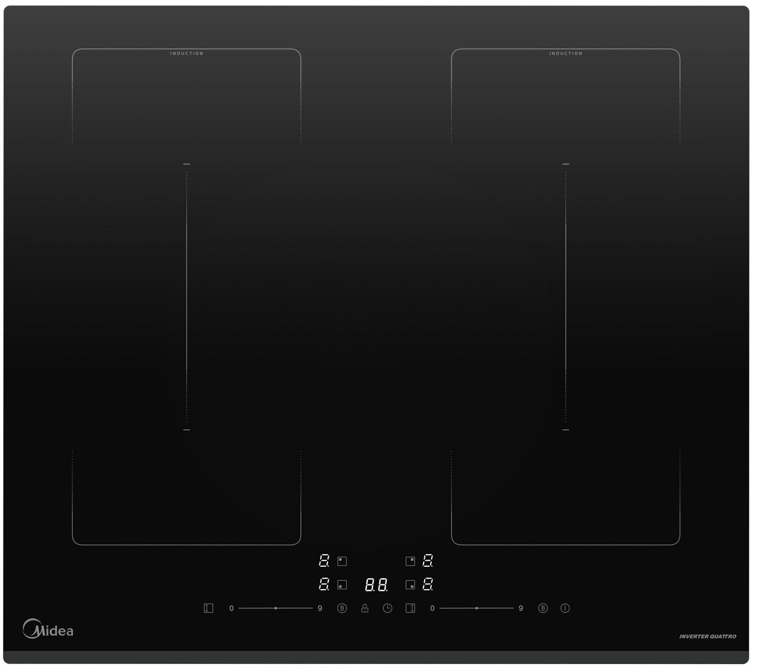 Электрическая варочная панель Midea MIH67787F 59 см, 4 конфорки стеклокерамика, черный