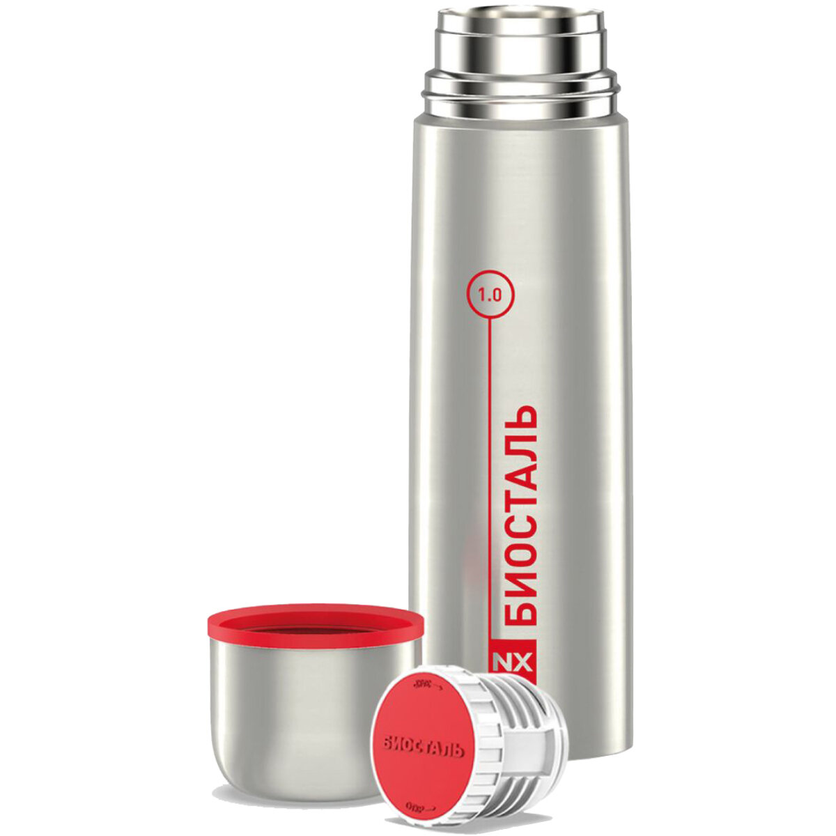 Термос Biostal 1л из нержавеющей стали с узким горлом облегченный, NX-1000