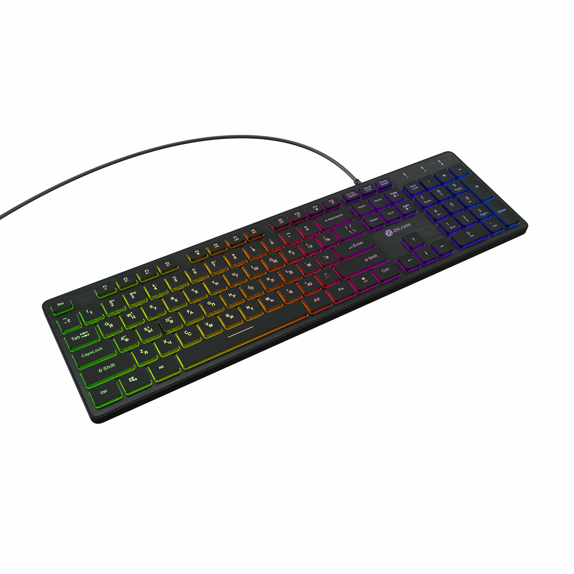 Клавиатура Oklick 550ML, USB, подсветка, мультимедийные кнопки