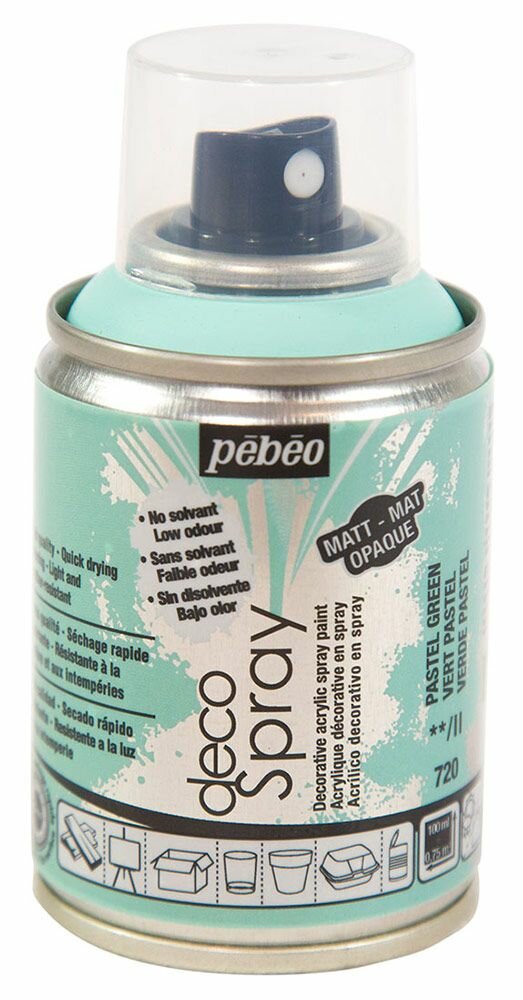 PEBEO decoSpray краска аэрозольная перманентная на водной основе 100 мл, Пастельно-зеленый 093720