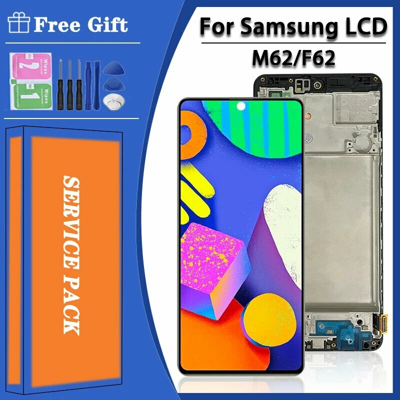 6,7 "Super AMOLED для Samsung M62 SM-M625F, ЖК-дисплей, сенсорный экран, дигитайзер для Samsung F62 SM-E625F LCD с рамкой