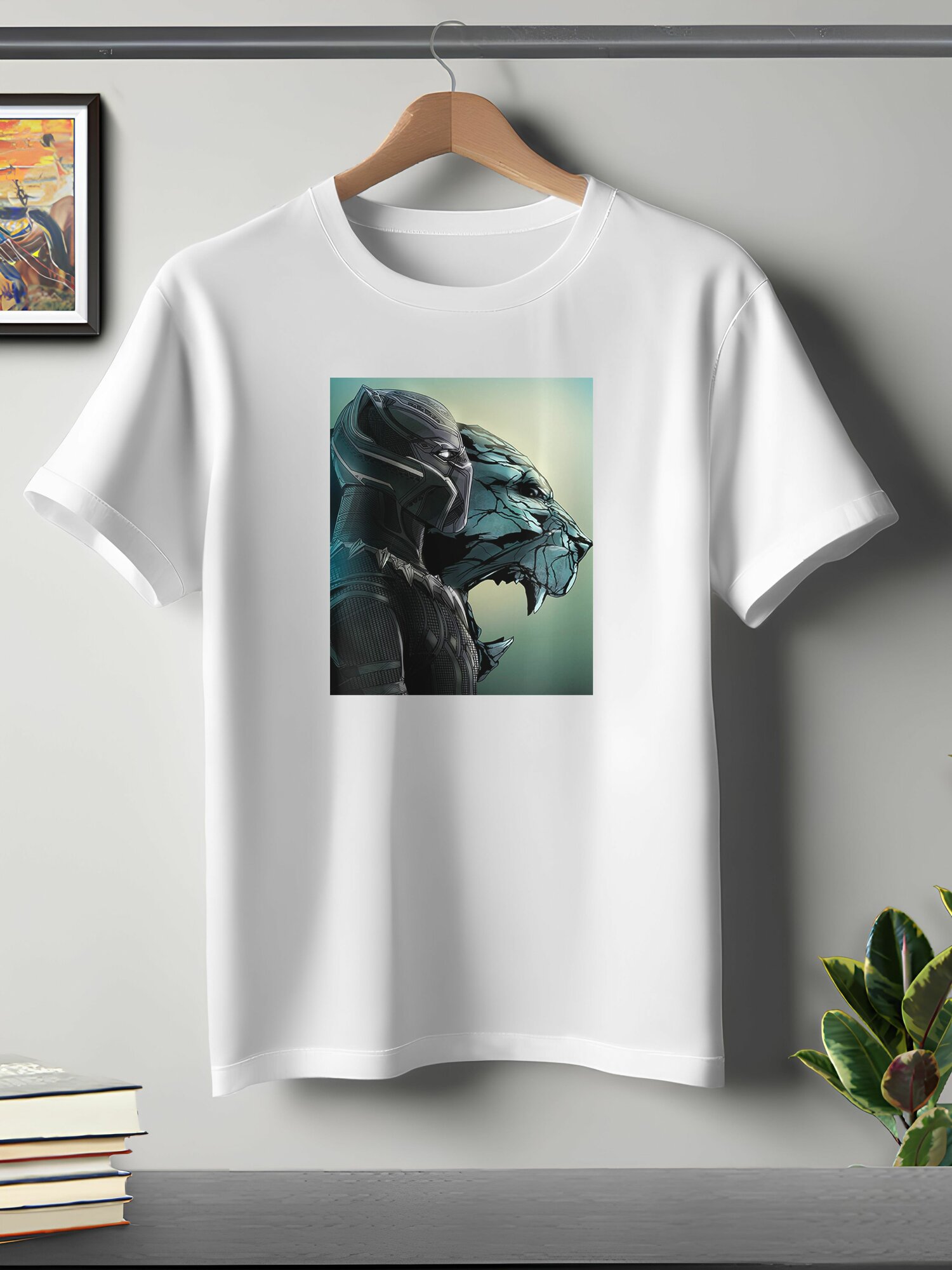 Футболка ONEQ унисекс 52-54 (XXL) размер с принтом Черная Пантера, белая