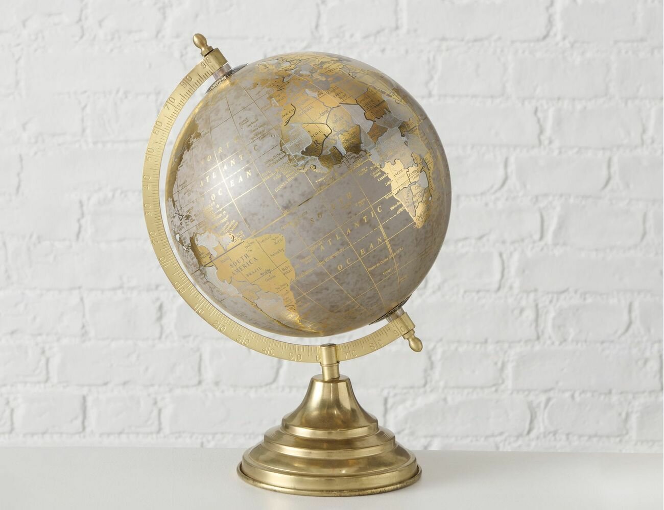 Декоративное интерьерное украшение глобус 'терра', металл, полистоун, серый, 31 см, Boltze 2005378-2