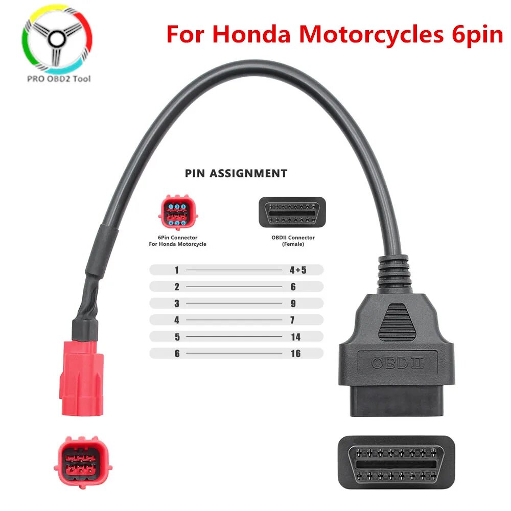 Разъем KTM OBD2 для мотоцикла, мотоцикла, YAMAHA, для HONDA Moto, для SUZUKI, для Ducati OBD 2, удлинительный кабель для Kawasaki for Honda 6pin