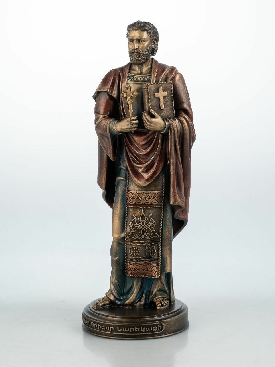 Статуэтка Святой Григор Нарекаци, высота 24 см, материал литьевой мрамор, цвет Холодная бронза