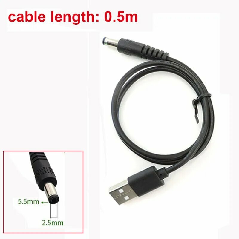 USB кабель адаптер DC 5V 3A черный 2 pieces, 0.5m-5.5x2.5mm