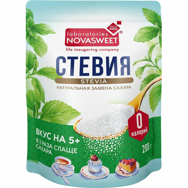 Сахарозаменитель Novasweet Стевия дой-пак, 200г, 1607358