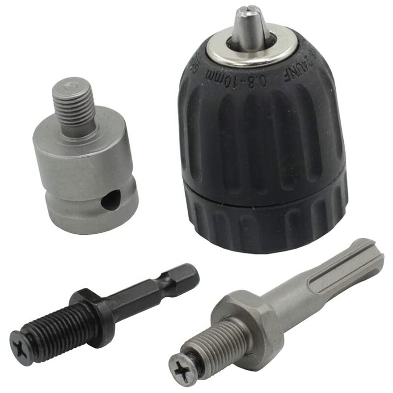 Прецизионный быстрозажимной патрон для сверла 0,8-10 мм с быстросменной резьбой 3/8 дюйма - 24UNF и шестигранным хвостовиком SDS-Plus