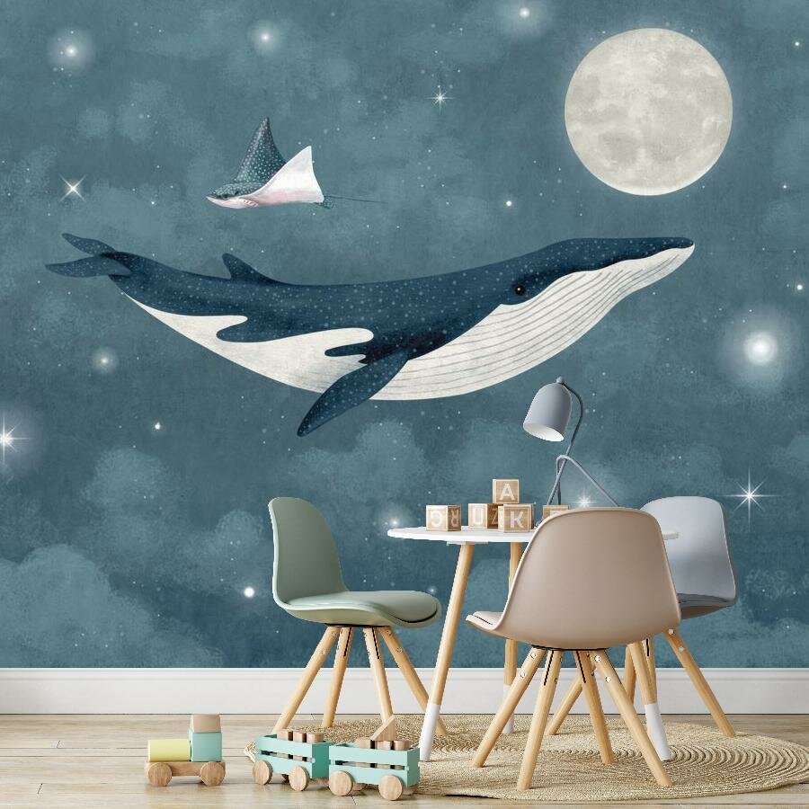 Фотообои Одинокий кит 12-1815-S-Велюр 270 x 200 см (ВхШ) Бесшовные, флизелиновые, влагостойкие обои
