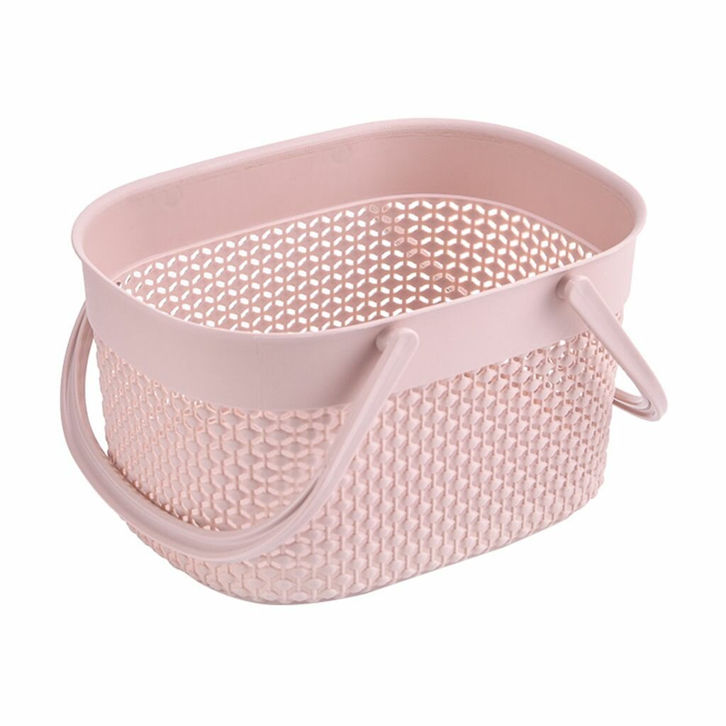 Бытовая портативная корзина для ванны с ручкой хранения туалетных принадлежностей в ванной комнате, полая пластиковая общежития, кухня, бежевый, белый цвет