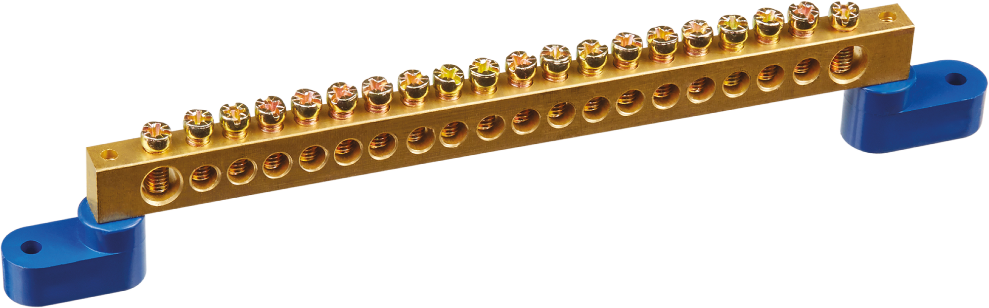 Шина Navigator / Навигатор NBB-M812-20C2/B нулевая на двух угловых изоляторах, контактная группа латунь, винты из электротехнической бронзы, DIN-рейка, 12 отверстий 125А, 71180 / соединитель проводов