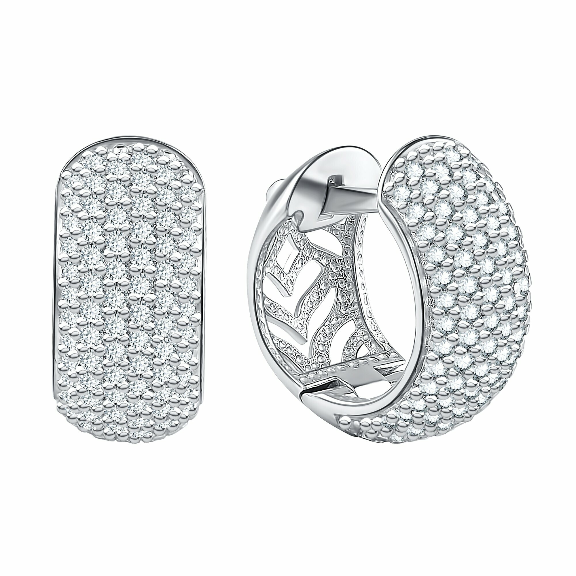 Серьги, серебро, 925 проба, родирование, фианит