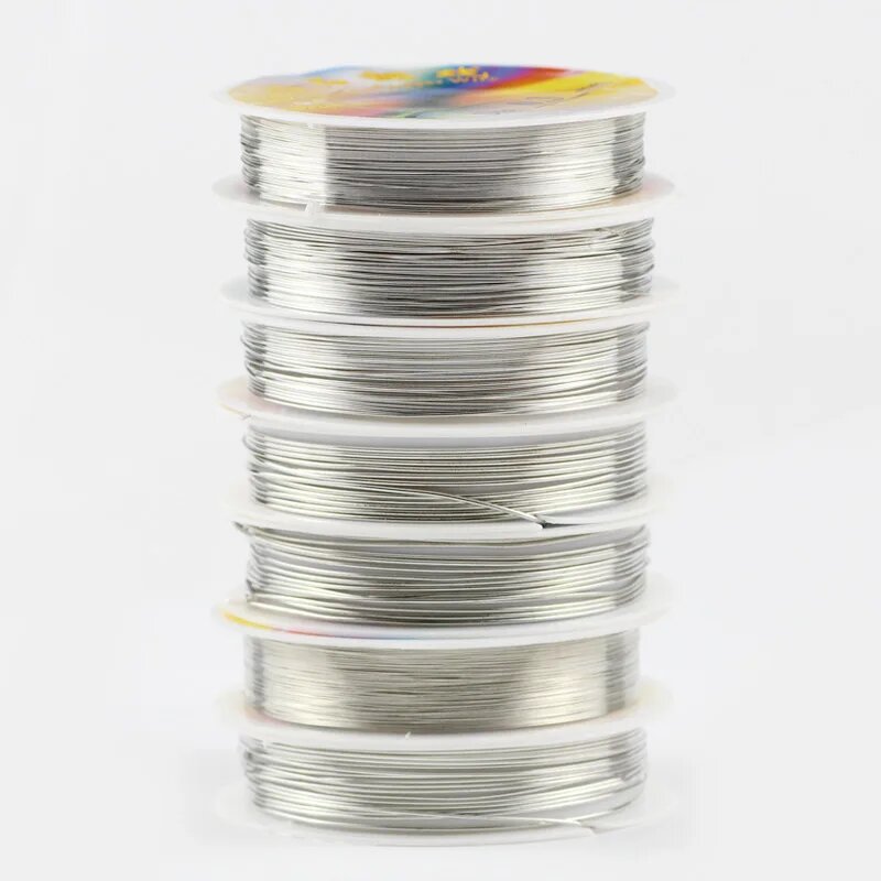 Медная проволока посеребренная золотистого цвета для бижутерии 0.8mm 2meter, Silver