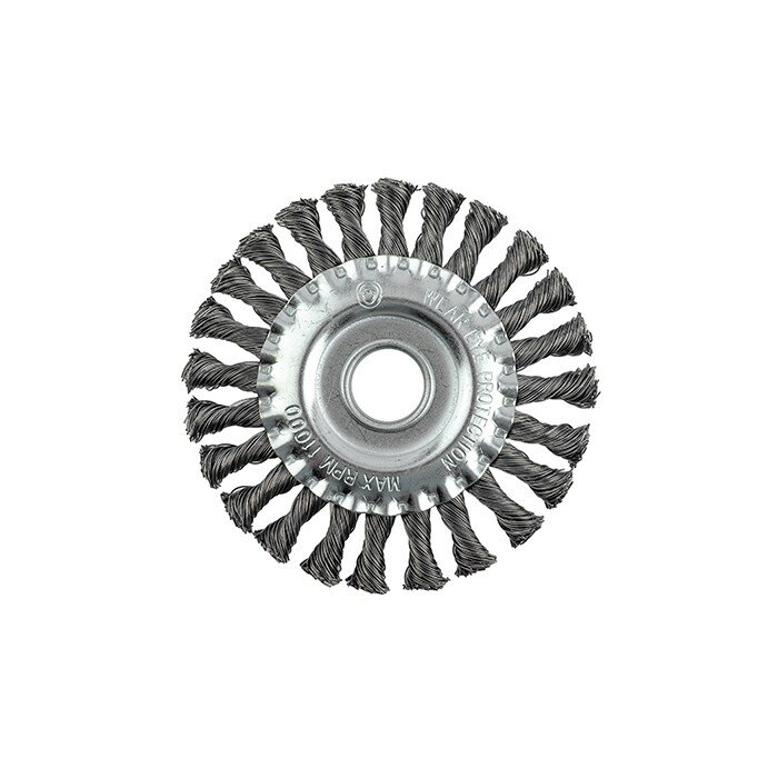 Щетка металлическая для УШМ PRAKTISCHE TOOLS, крученая проволока, плоская, посадка 22 мм, 125 мм