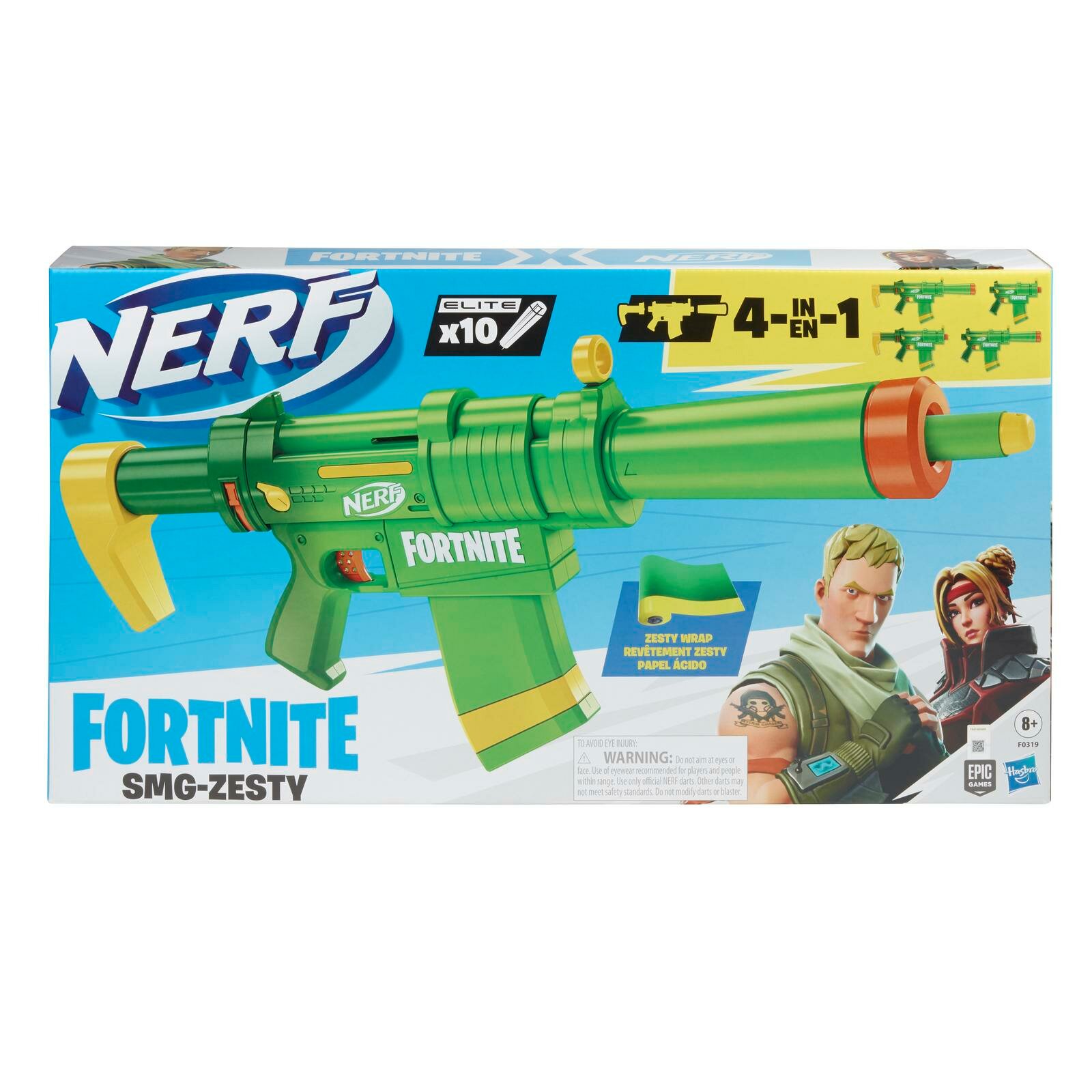 Бластер Nerf Fortnite FN SMG Zesty (F0319), зеленый