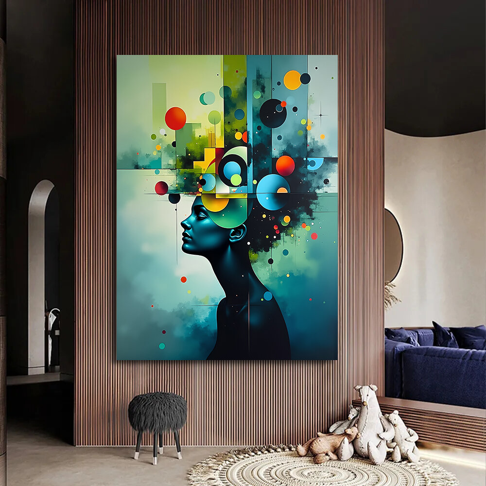 Девушка / Абстракция, картина вертикальная / на стену, яркий ПОП АРТ, 20х30 см.