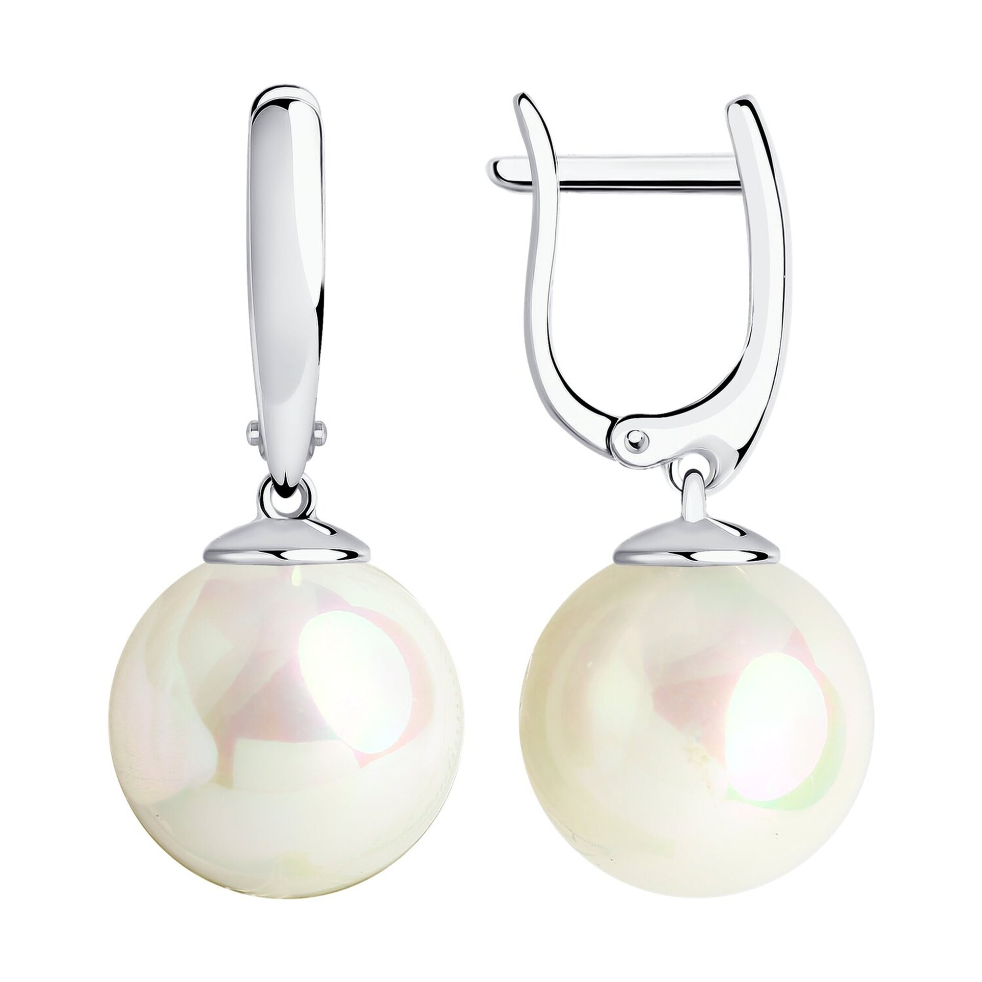 Серьги, серебро, 925 проба, родирование, жемчуг