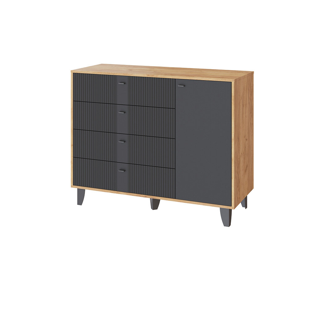 Комод Престиж-13, Дуб крафт золотой, Карбон вулкан