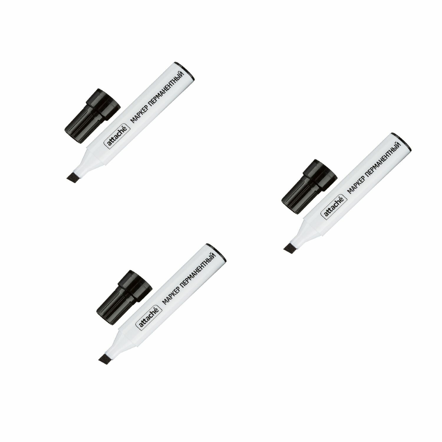 Attache Маркер перманентный, чёрный, 3-10 мм, 3 уп.