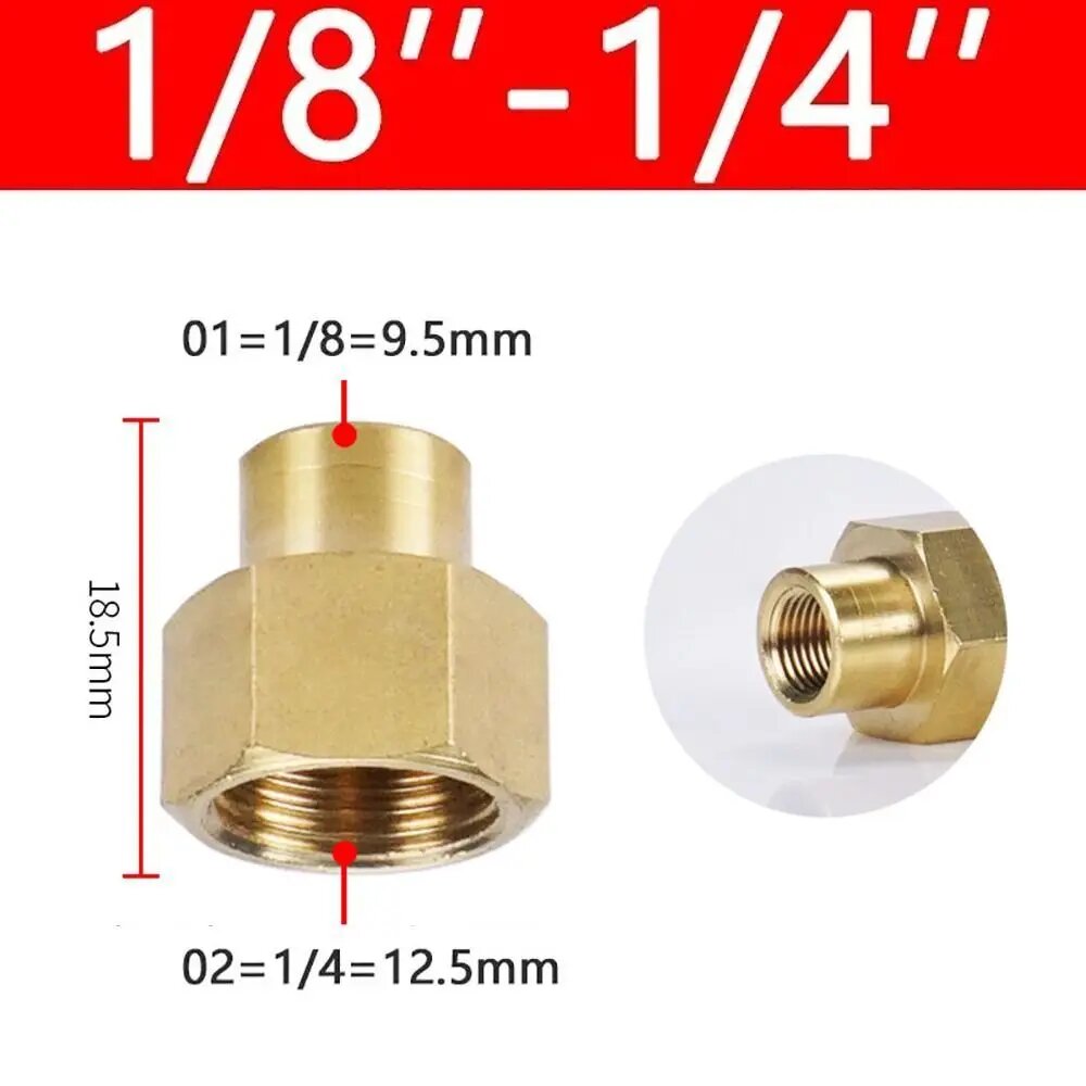 Латунный штуцер 1/8"-1/4" BSP, Цвет: 1-8 to 1-4