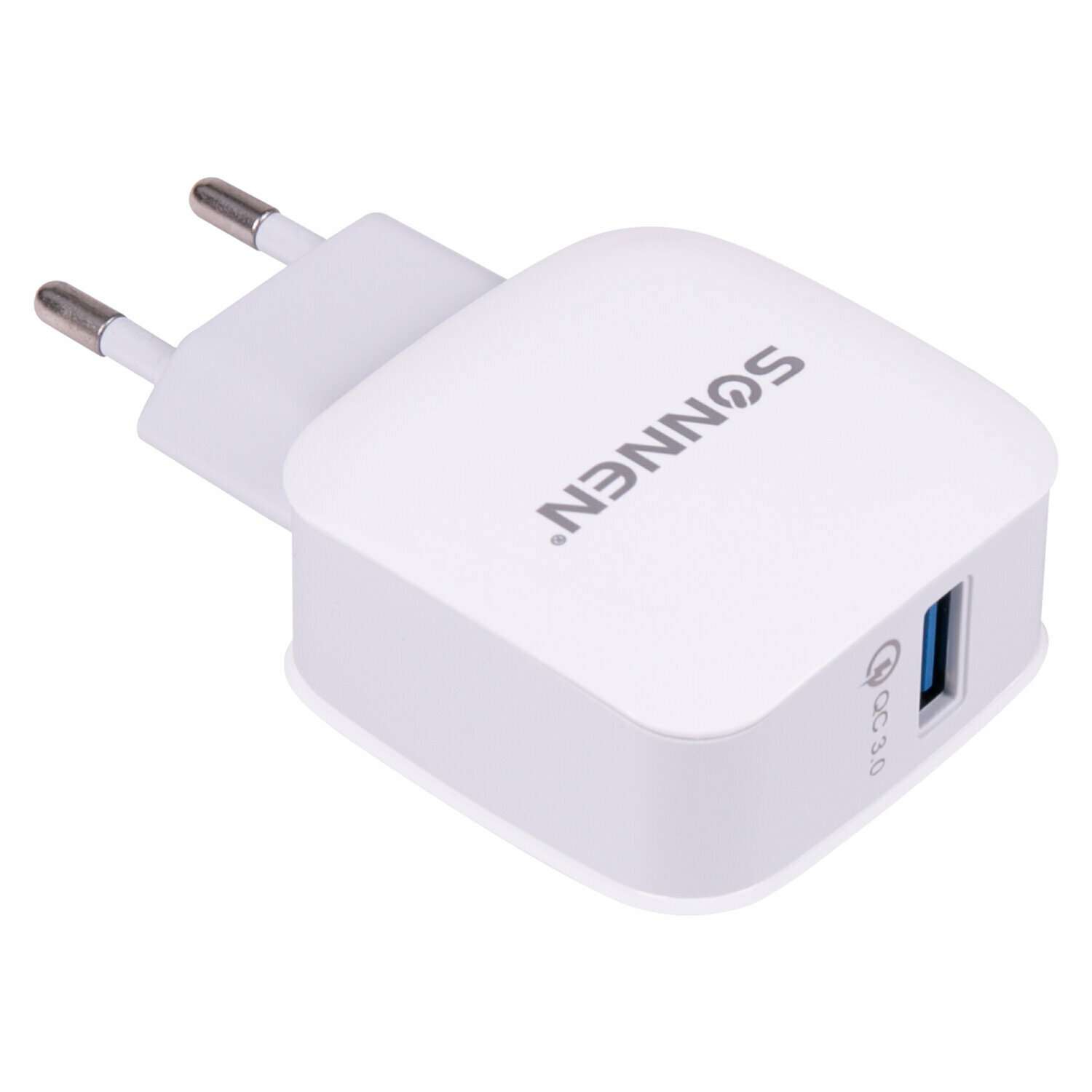 Быстрое зарядное устройство Sonnen сетевое, 220 В, порт USB, QC 3,0, выходной ток 3А, белое (455506)