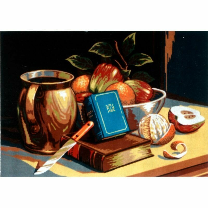Канва GOBELIN DIAMANT "Натюрморт с книгами", жесткая, с рисунком