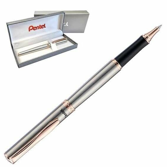 Ручка-роллер Pentel Гелевый синий стержень, 0,7 мм, в подарочном футляре, диаметр 0,4 мм