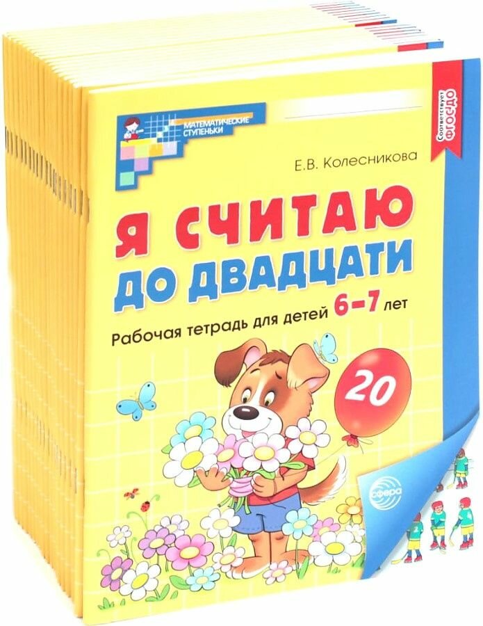Комплект рабочих тетрадей Сфера Я считаю до двадцати. Цветная. для детей 6-7 лет. 2-е издание, 20 шт. Колесникова Е. В, 2024