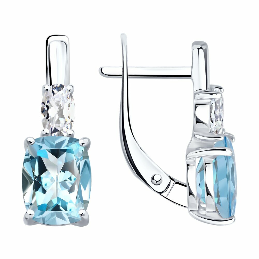 Серьги, серебро, 925 проба, родирование