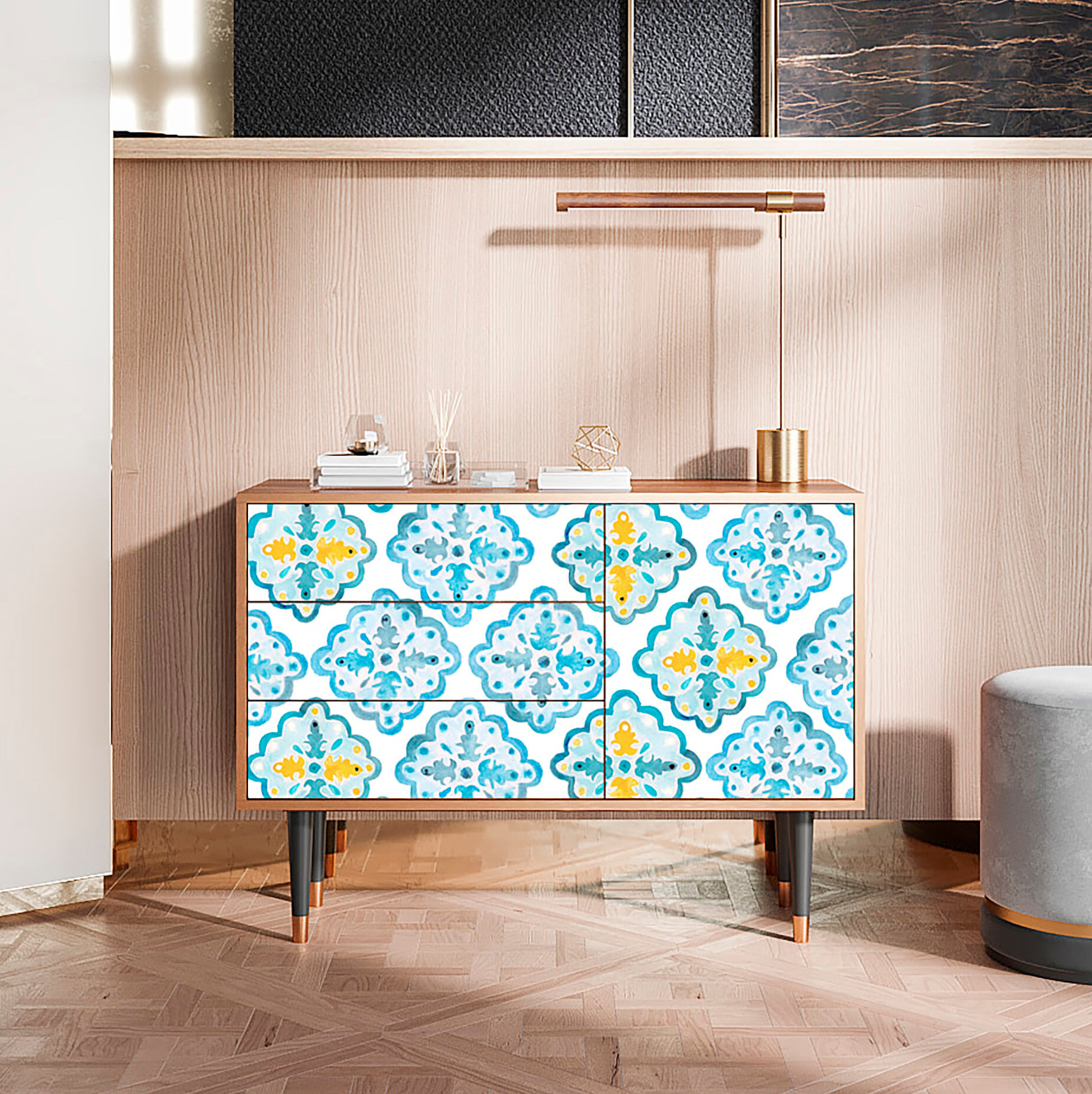 Комод - STORYZ - S3 Portugese tiles, Размер - 115 x 84 x 41 см, Цвет корпуса - , Орех