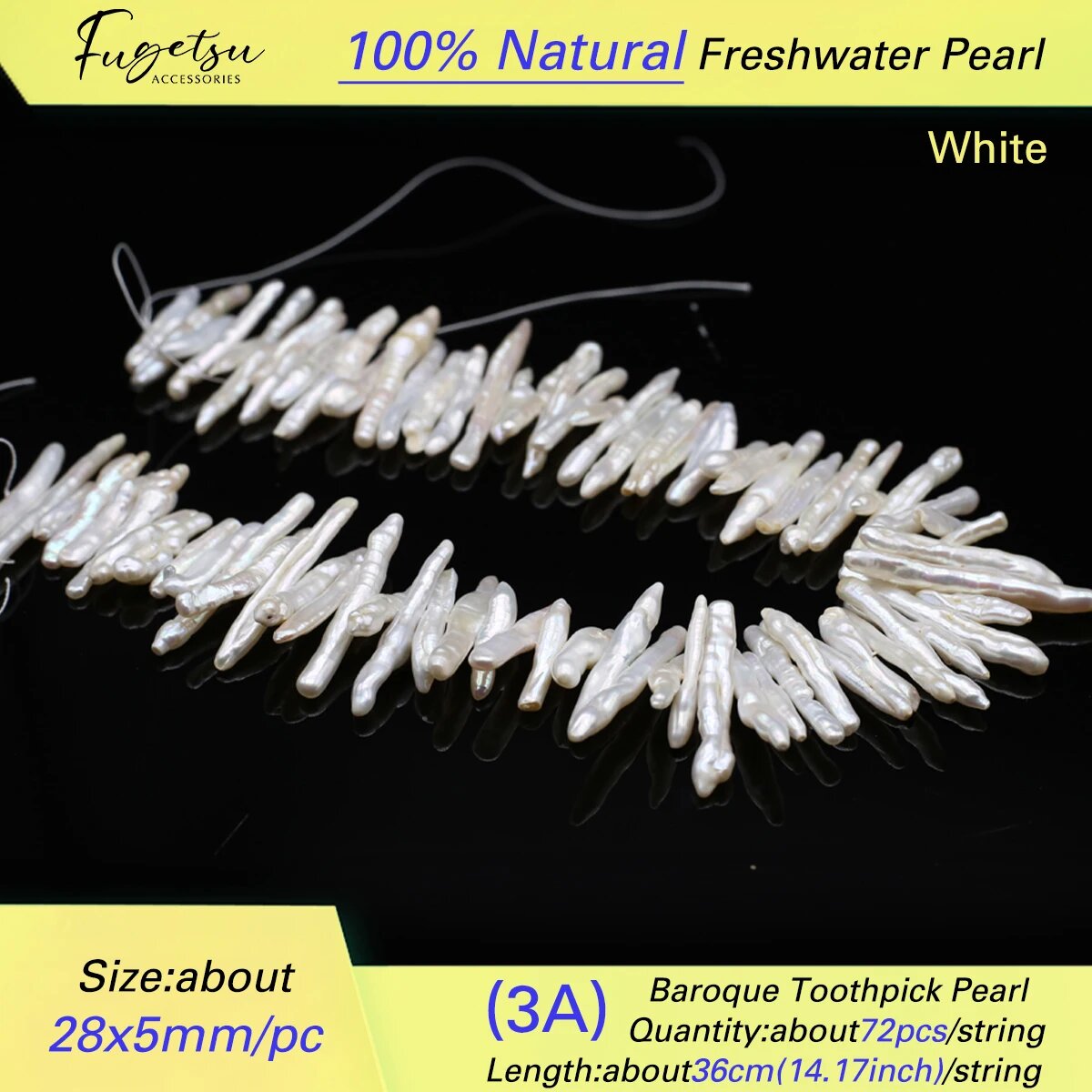 Белые жемчужины Эдисон для бижутерии Белый, 28x5mm-white