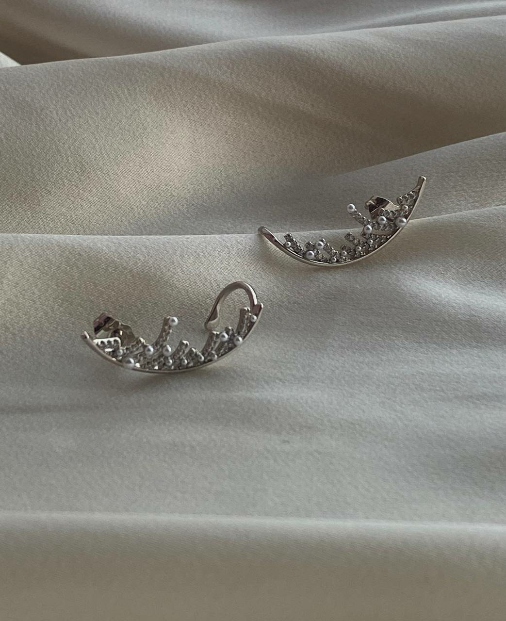 Серьги каффы, фианит