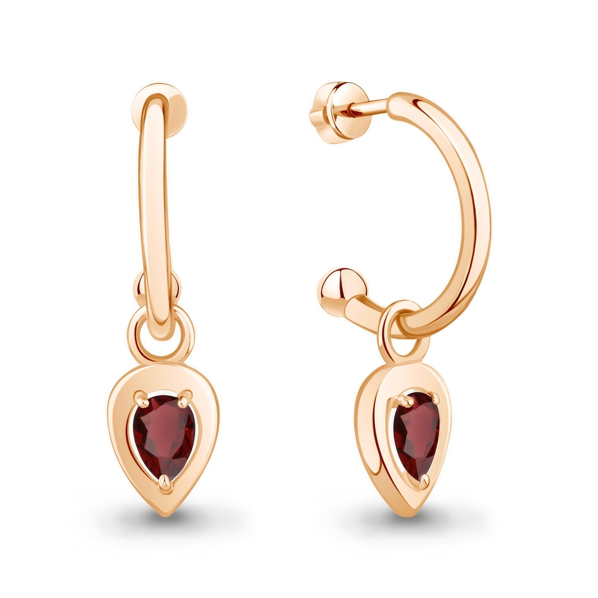 Серьги трансформеры, с подвесками, серебро, 925 проба, золочение, гранат