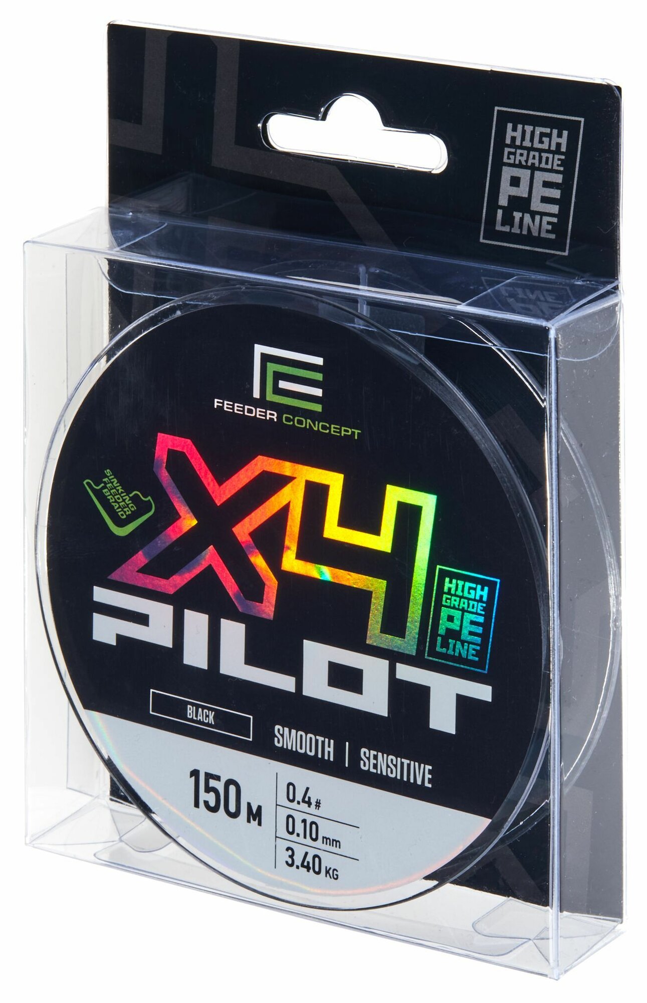 Шнур плетёный для рыбалки Feeder Concept Pilot x4 BRAID Black 150/010, плетенка летняя