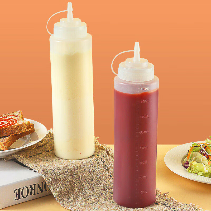Baijie Squeeze Bottle, Kitchen Sauce Bottle, Tomato Salad Squeezer, Sauce Bottle, Barbecue Oil Bottle, Seasoning Squeezer, 2-Pack