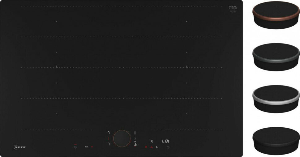 Индукционная варочная панель NEFF T68PYY4C0 , сенсорное управление, черная, 4 конфорки