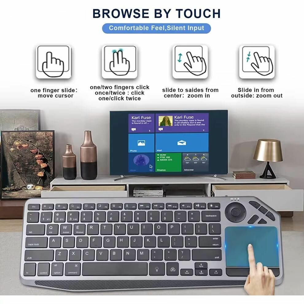 Подсветка Bluetooth и 2,4G беспроводная телевизионная клавиатура с сенсорной панелью