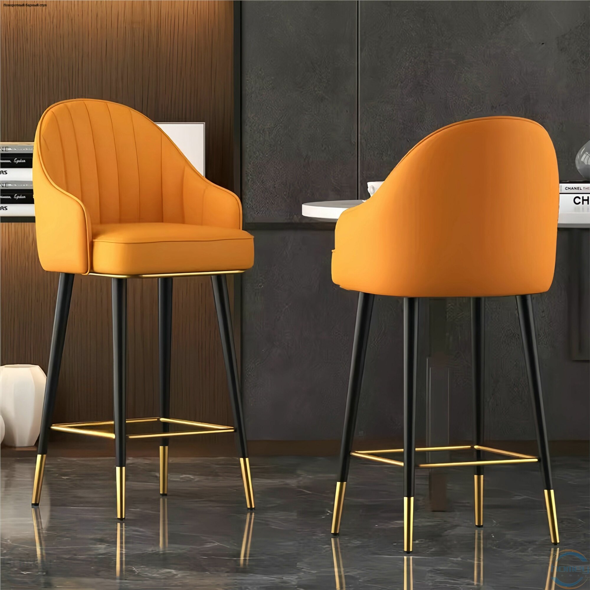 Минималистичный барный стул 1шт, высота 65см, с высотой стола 90-95см