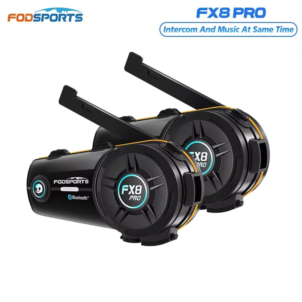 Гарнитура для мотоциклетного шлема Fodsports FX8 Pro, Bluetooth-гарнитура для шлема, 2000 м, FM-радио, 2 шт.