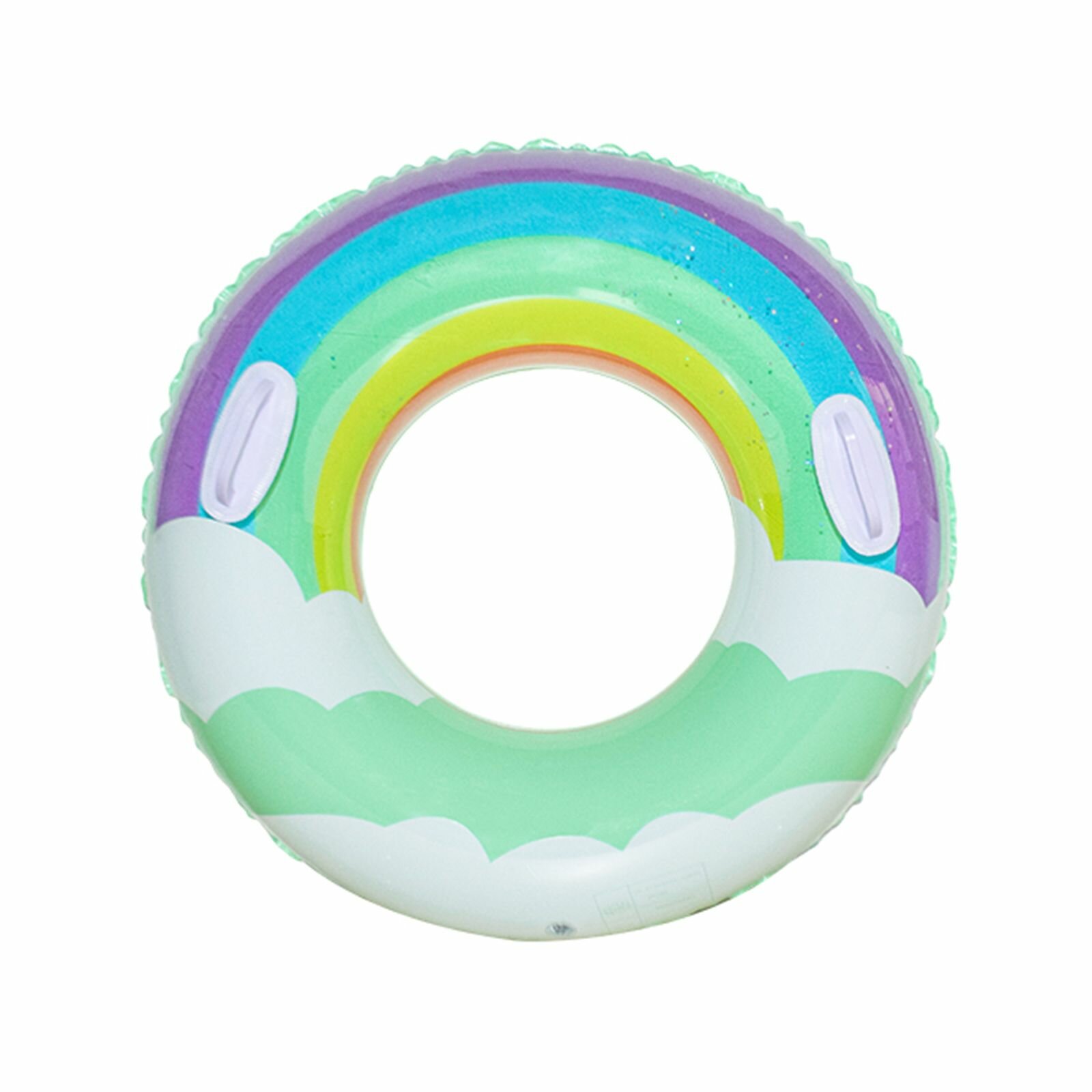 (1 шт.) Толстое кольцо для плавания "радужное облако" с блестками-№ 90 с ручкой