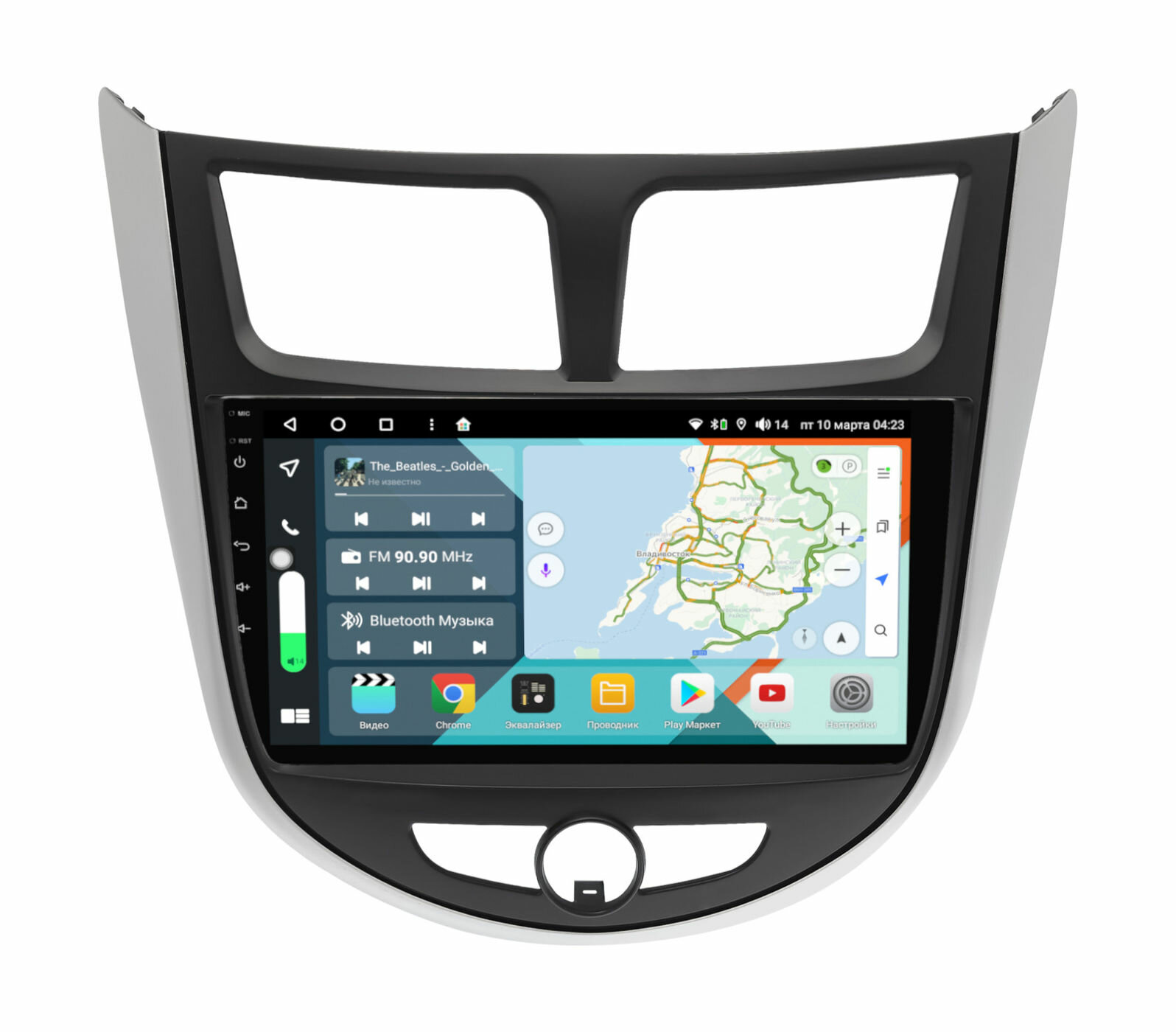 Магнитола Hyundai Solaris 2010 - 2016 Тип 3 9 дюймов, 4/64GB, 8 ядер, DSP, 4G, Android 10 / Wide Media