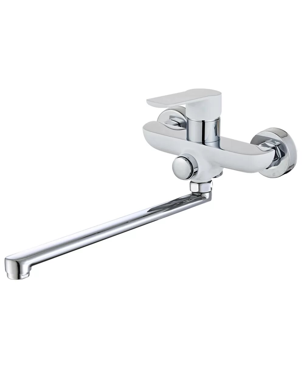 Смеситель для ванны и душа с лейкой и шлангом Hansen HL22037-F Белый/ Хром