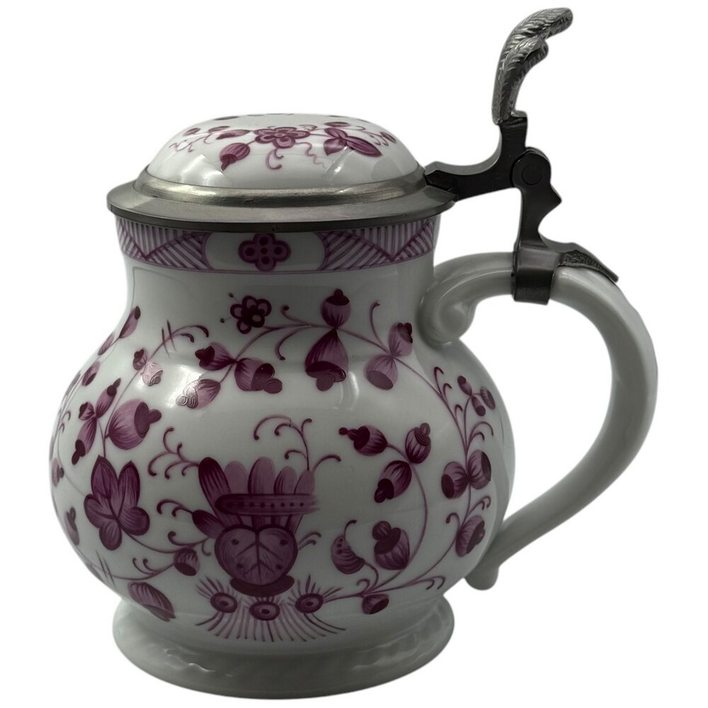 Пивная кружка "Узор", дамская, 0.5 л, фарфор, олово, 1970-1980 гг, Royal Tettau, Германия