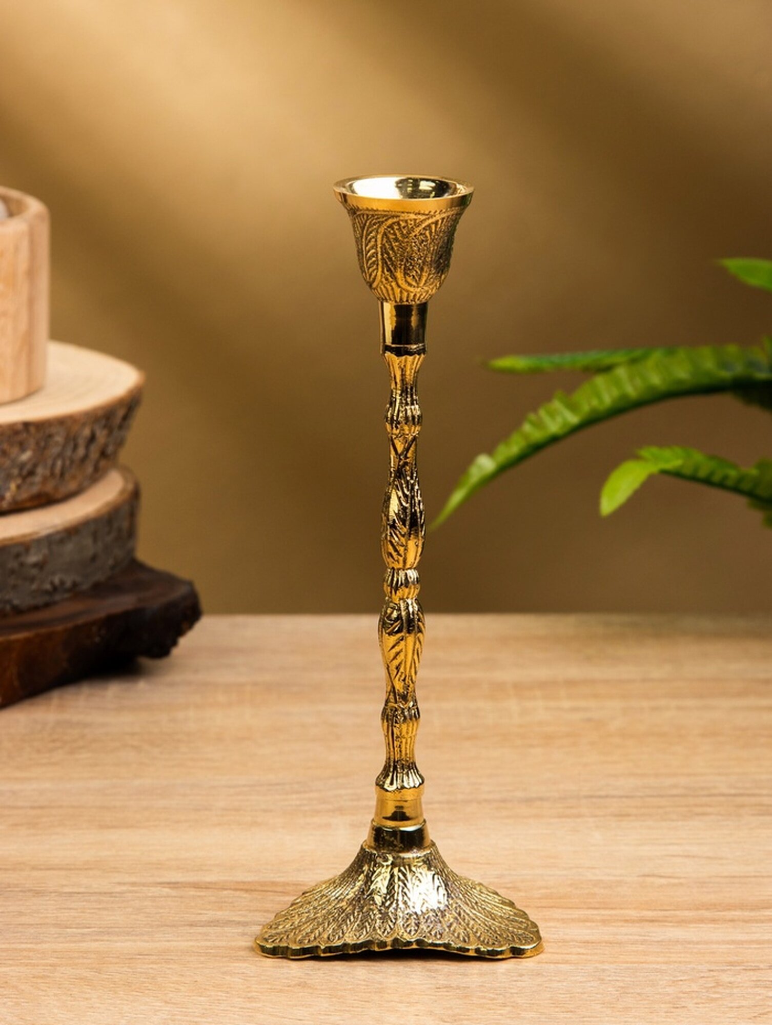 Подсвечник Сима-ленд «Павлиний хвост», настольный, латунь, золотистый