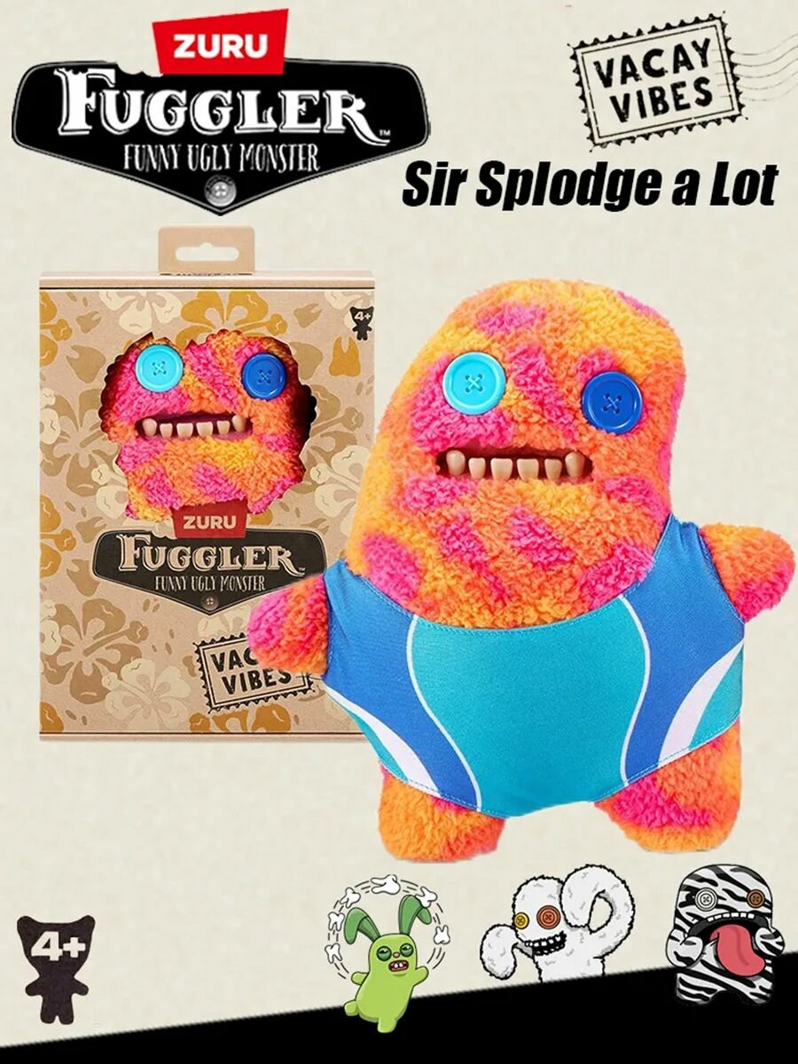 Fuggler Vacay Vibes Sir Splodge A Lot / Коллекционная Праздничная Плюшевая Игрушка-зубастый Монстр Для Детей От 4 Лет