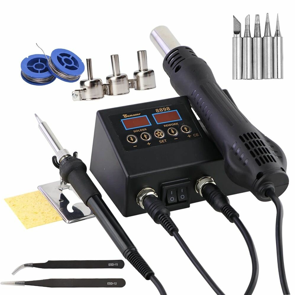 2 В 1 Паяльная станция Фен строительный паяльник электрический 600 Вт Set3