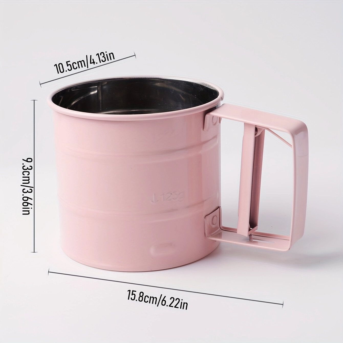 Розовый, порошковый стакан, фильтр для муки, ручной, материал из нержавеющей стали